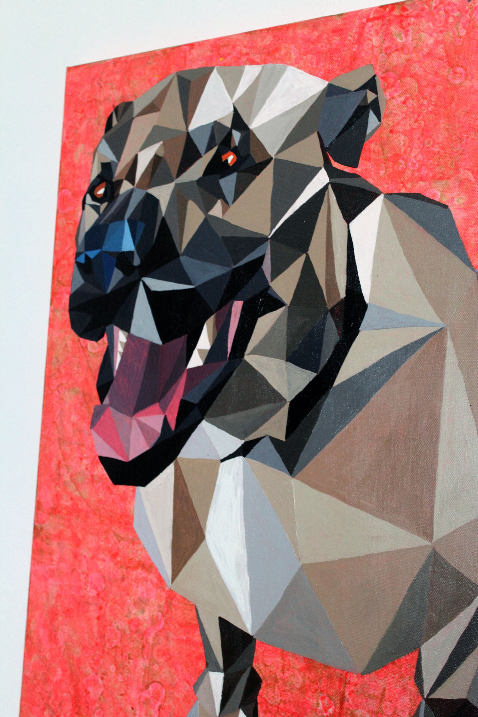Pitbull Painting Geometric Animal Acrylic Painting Dog Painting ...