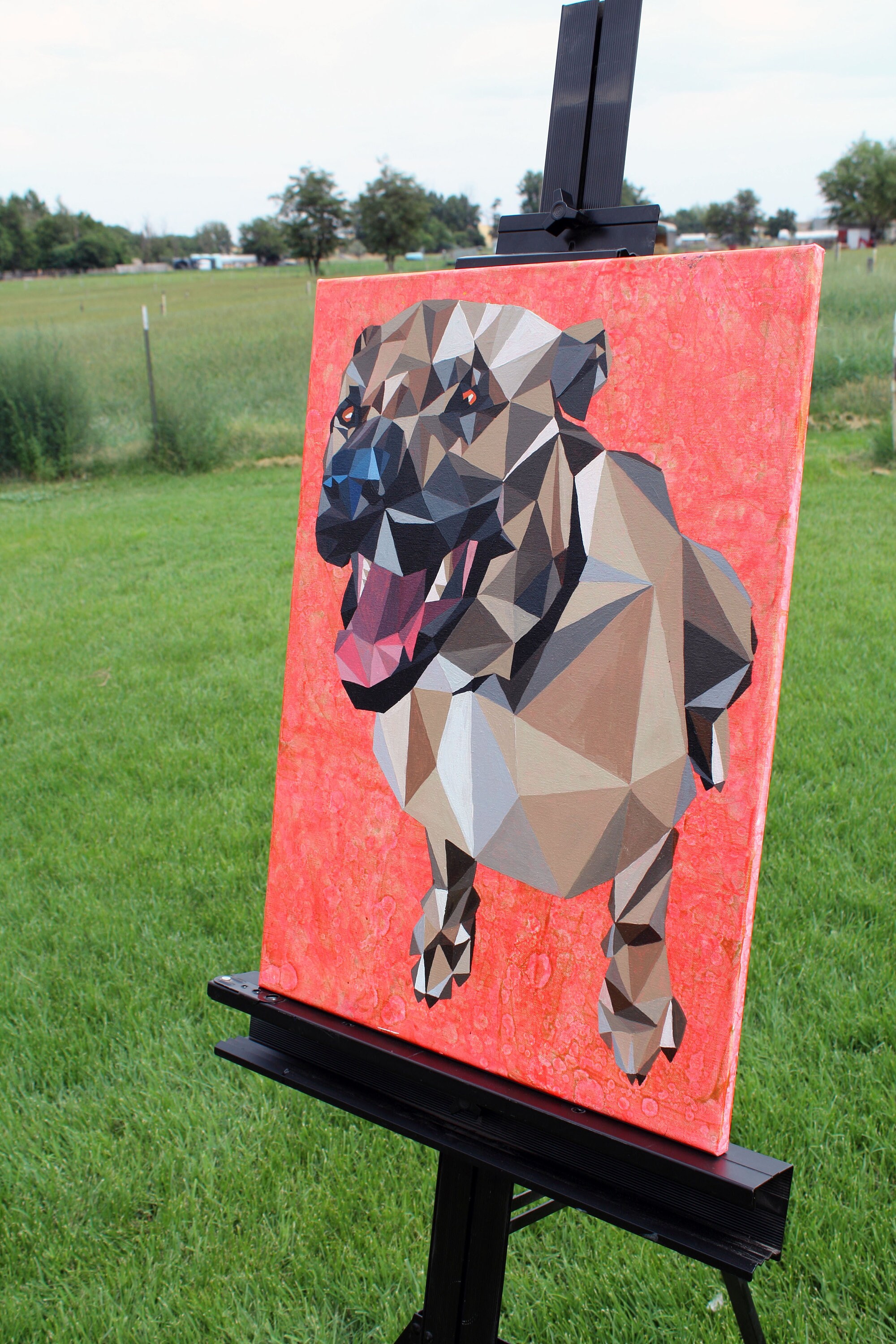 Pitbull Painting Geometric Animal Acrylic Painting Dog Painting ...