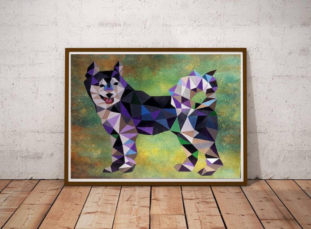 Siberian Husky Husky Art Geometric Painting Geometric Animal,abstract ...