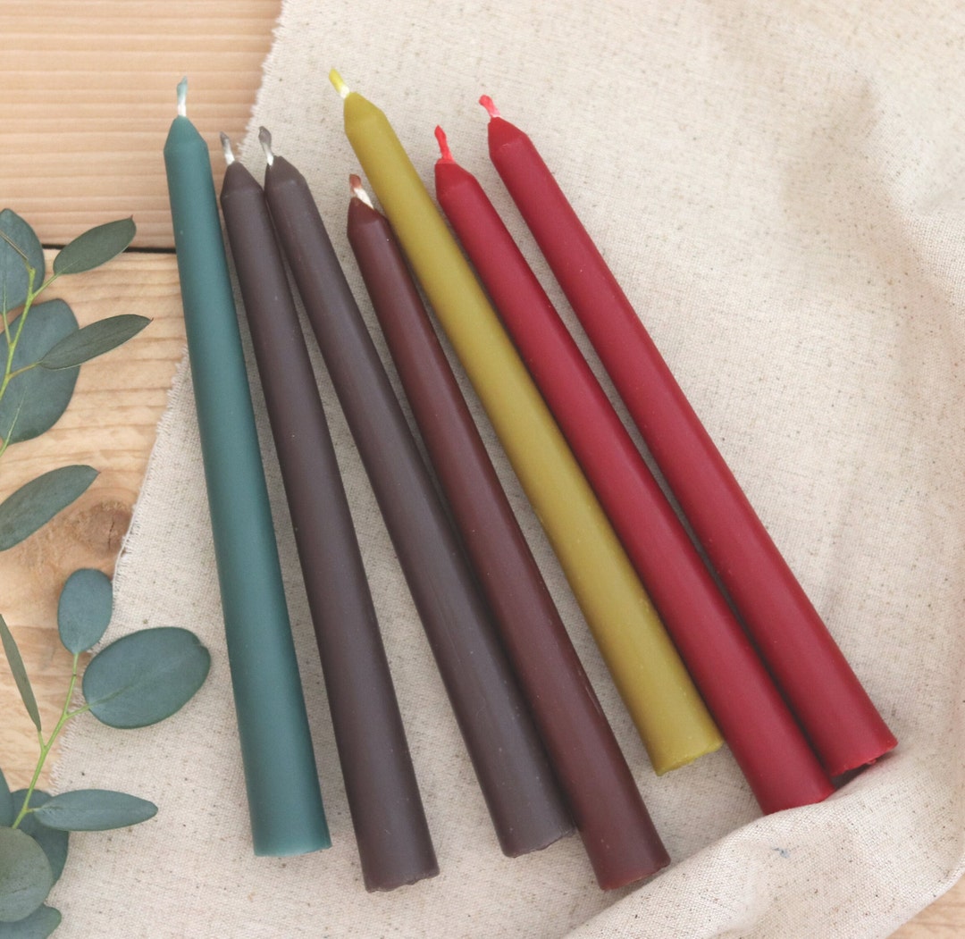 Colored Beeswax Taper Candles: Smokeless, Dripless Dinner Candlesticks ...