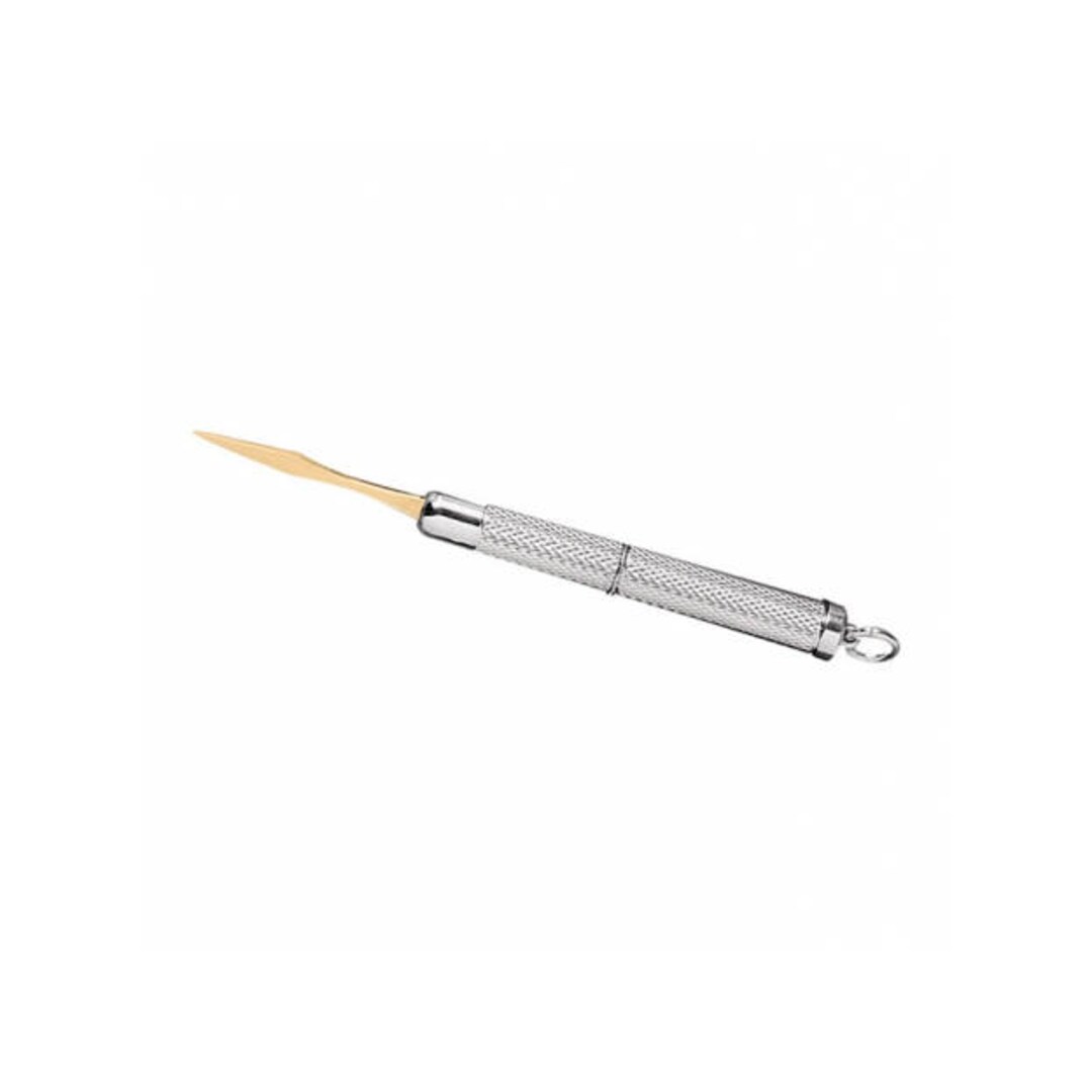 Hallmarked Sterling Silver Toothpick With Gold Blade. Engine Turned ...
