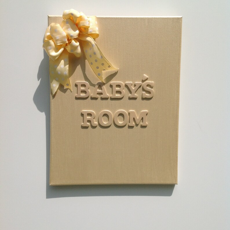 Canvas and Wood Pearlized Baby's Room Sign With Polka Dot - Etsy