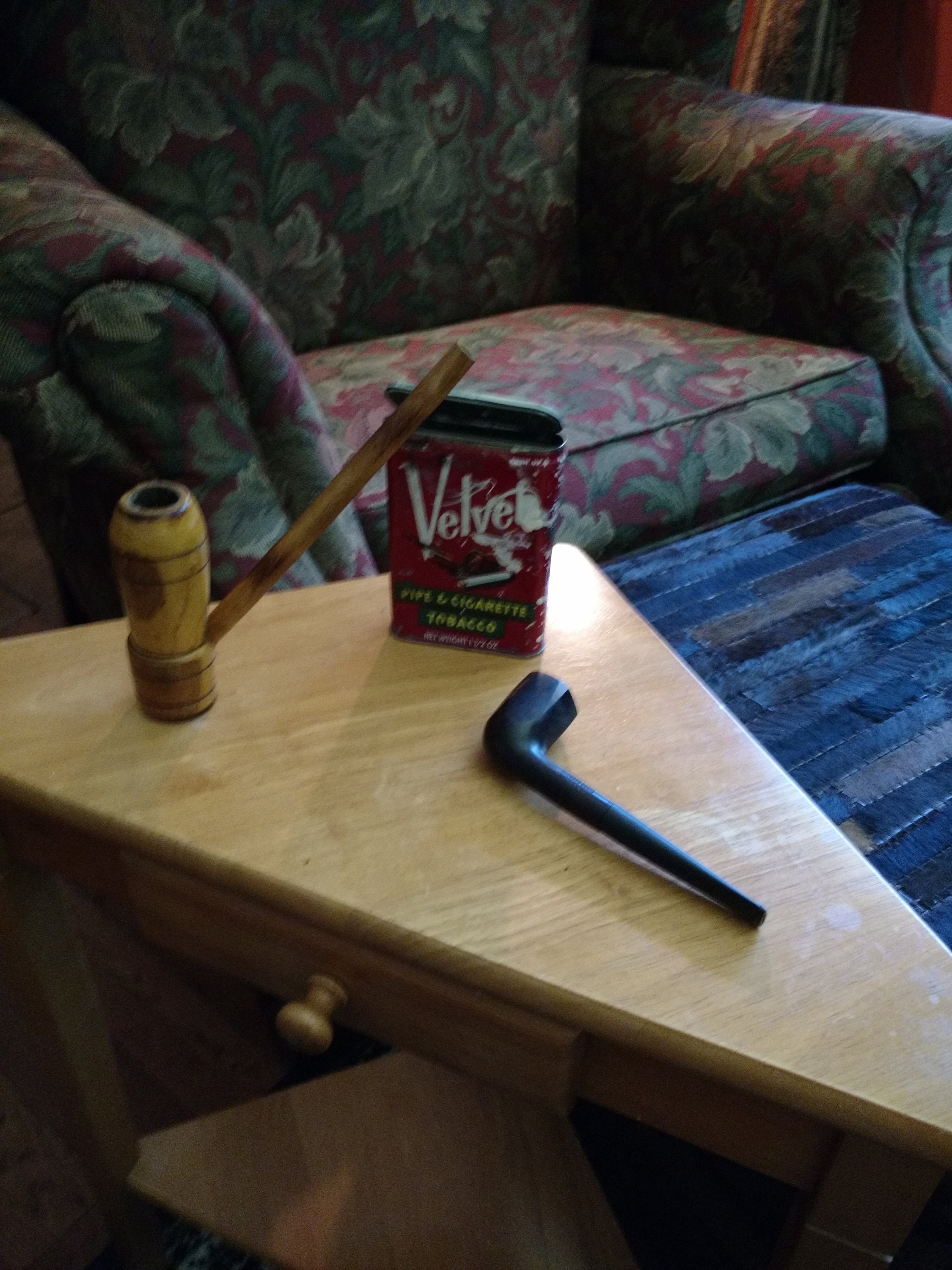 Vintage Velvet Pipe & Cigarette Tobacco Tin,very Worn and Rustic, A ...