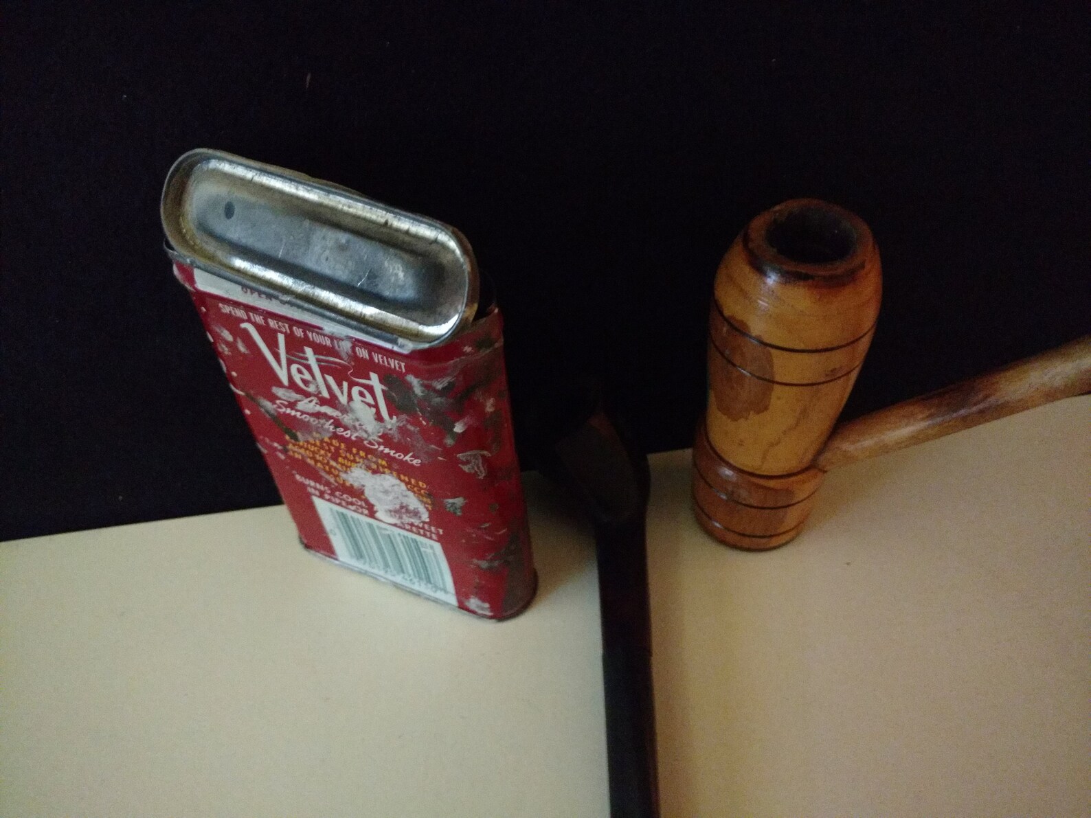 Vintage Velvet Pipe & Cigarette Tobacco Tinvery Worn and - Etsy