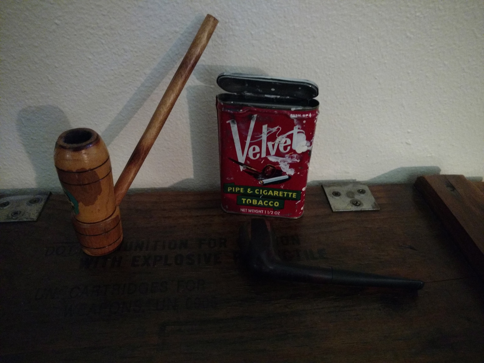 Vintage Velvet Pipe & Cigarette Tobacco Tinvery Worn and - Etsy