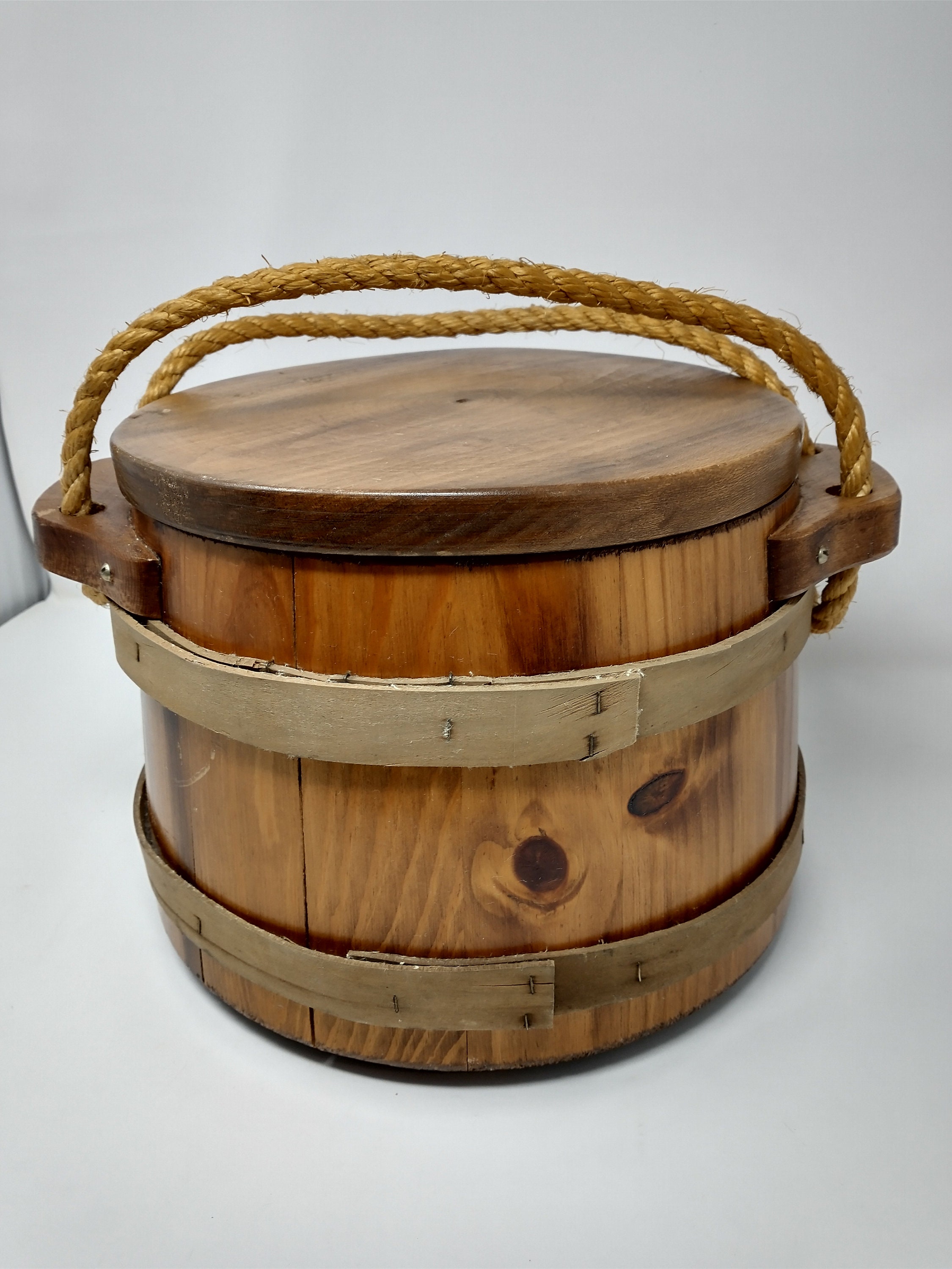 Vintage Rare and Unique One of a Kind Handmade Wooden Bucket With Lid ...