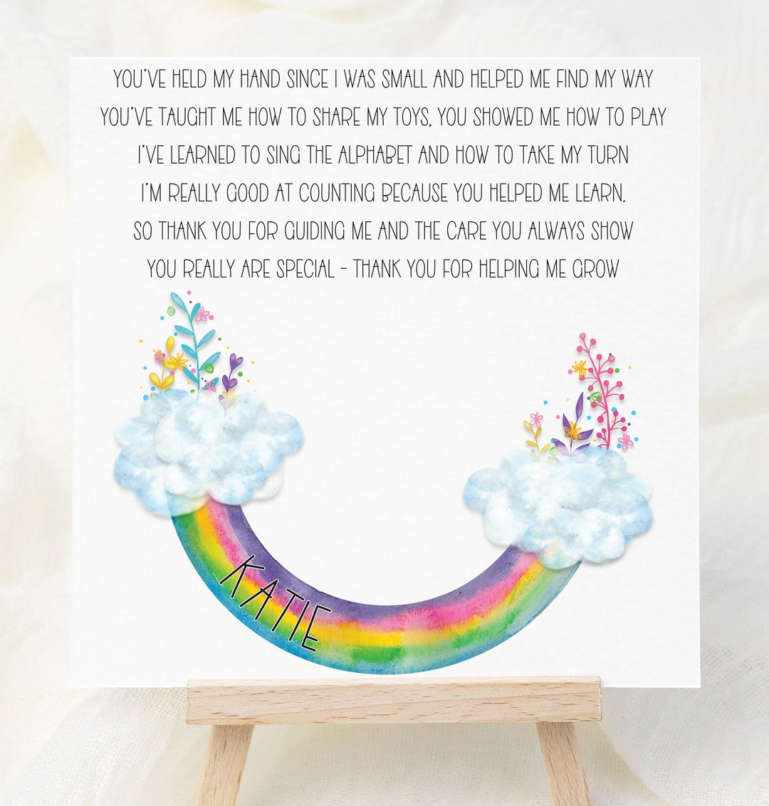 Thank You Nursery Worker Card Key Worker Card Teacher Gift - Etsy UK