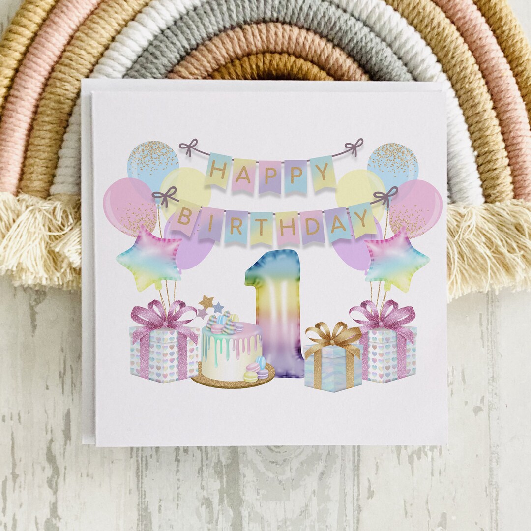 Age Birthday Card, Balloon and Bunting Design, Children's Birthday Card ...