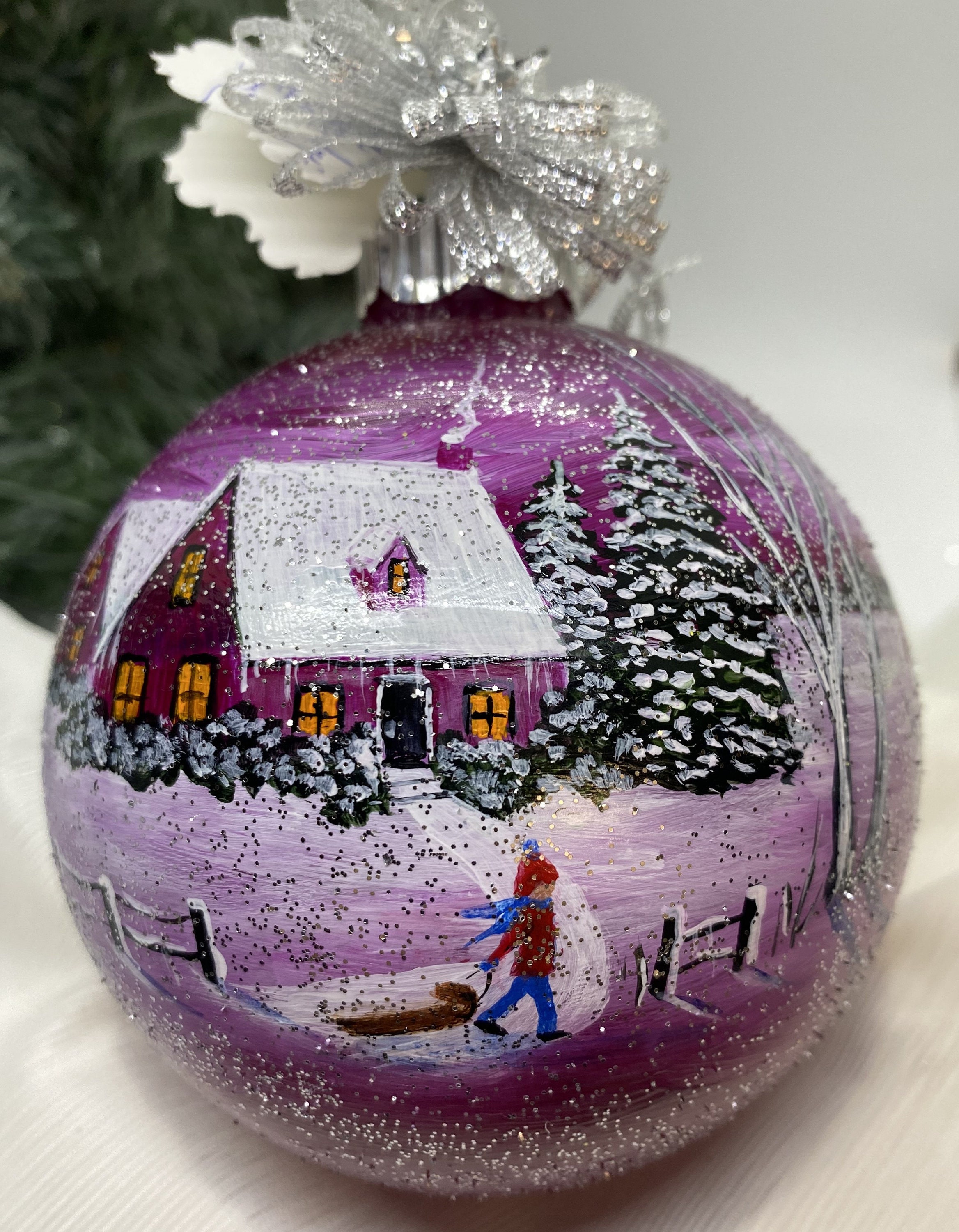Christmas Ornament - Hand Painted Ornament - Winter Scene Ornament ...