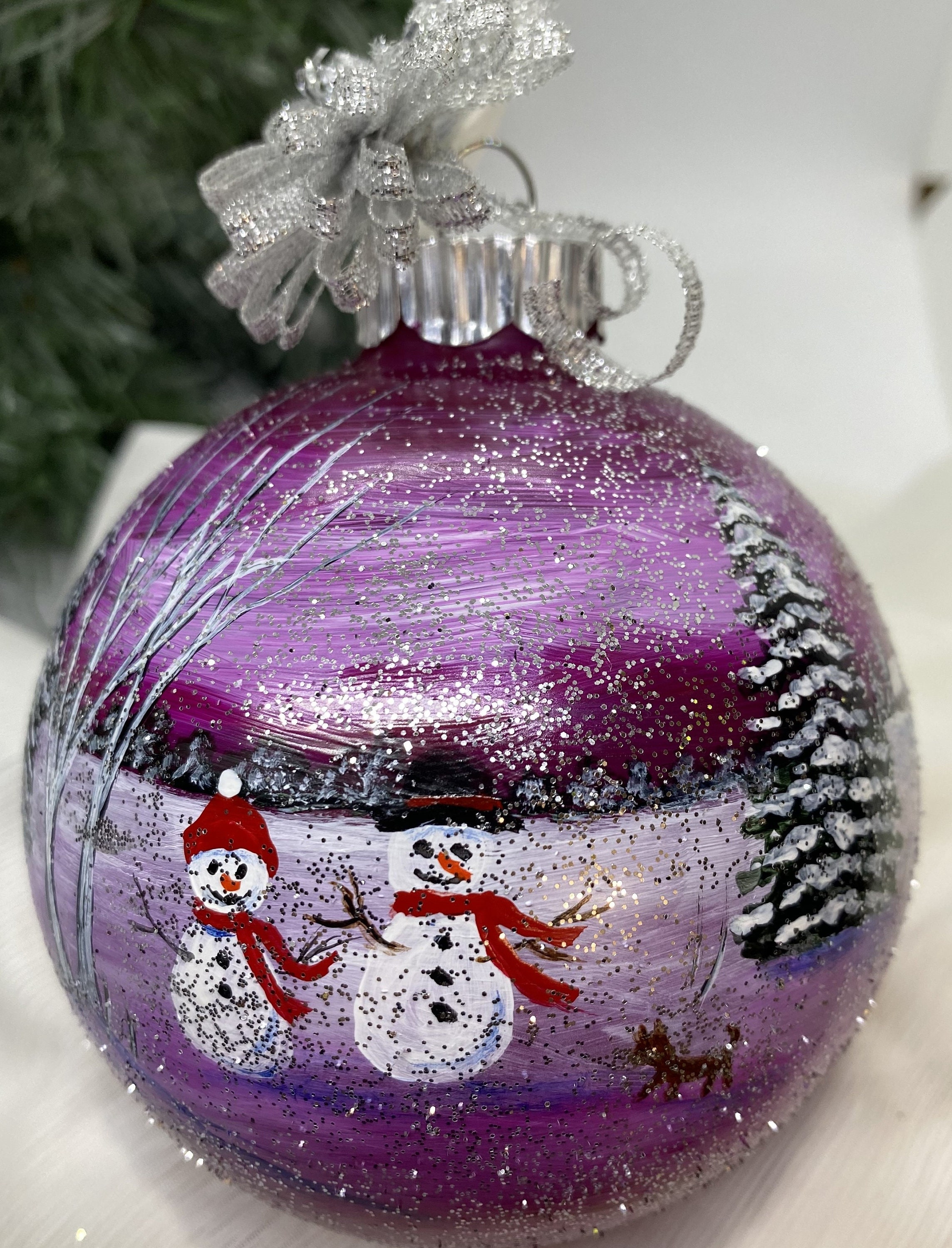 Christmas Ornament - Hand Painted Ornament - Winter Scene Ornament ...