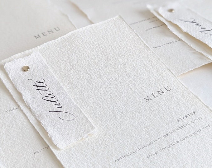 Wedding Menu Card & Personalised Calligraphy Place Card Calligraphy ...