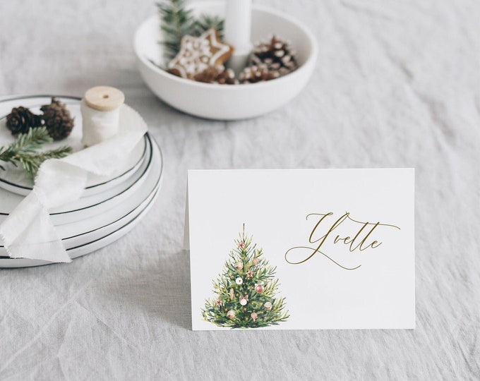 Personalised Christmas Name Place Card | Festive Table Name Card ...