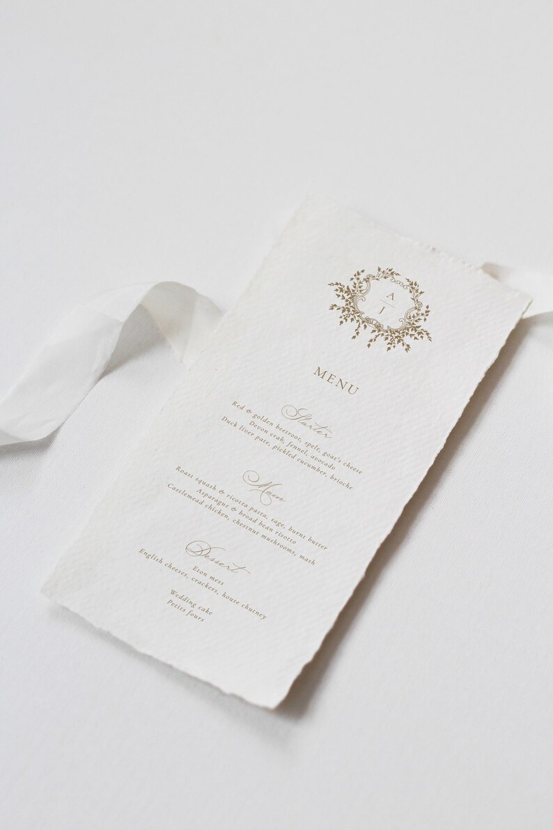 Luxury Crest Wedding Menu Card | Gold Crest Wedding Menu| Luxury ...