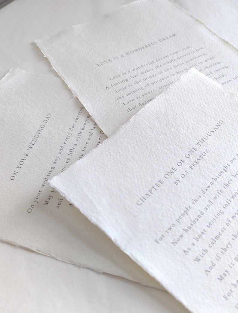 Personalized Wedding Vows Print | Handmade Cotton Paper, Keepsake Card ...