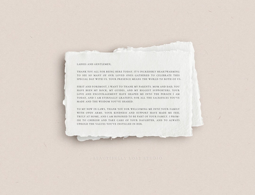 Wedding Speech Cards | Ceremony Speech Cue Cards | Luxury Personalised ...