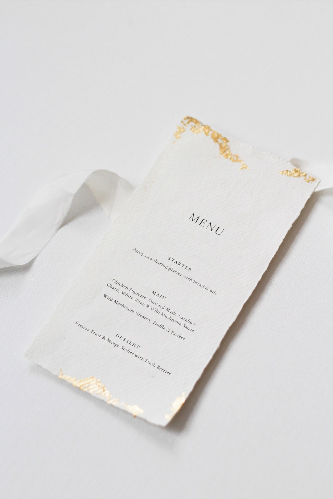 Modern Wedding Menu Card With Gold Leaf | Gold Foil Wedding Menu ...