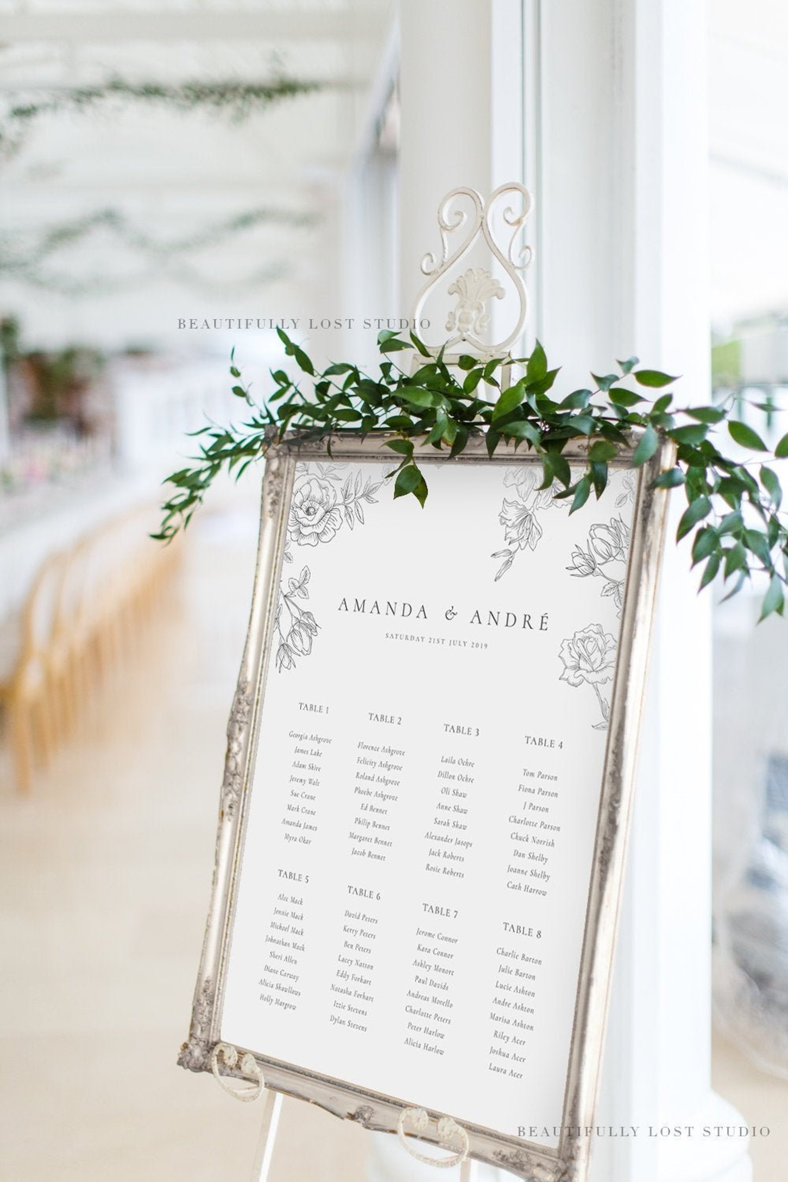 Printed Floral Wedding Table Plan Wedding Printed Seating | Etsy