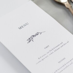 Wedding Menu Card With Modern Leaf Motif - Etsy
