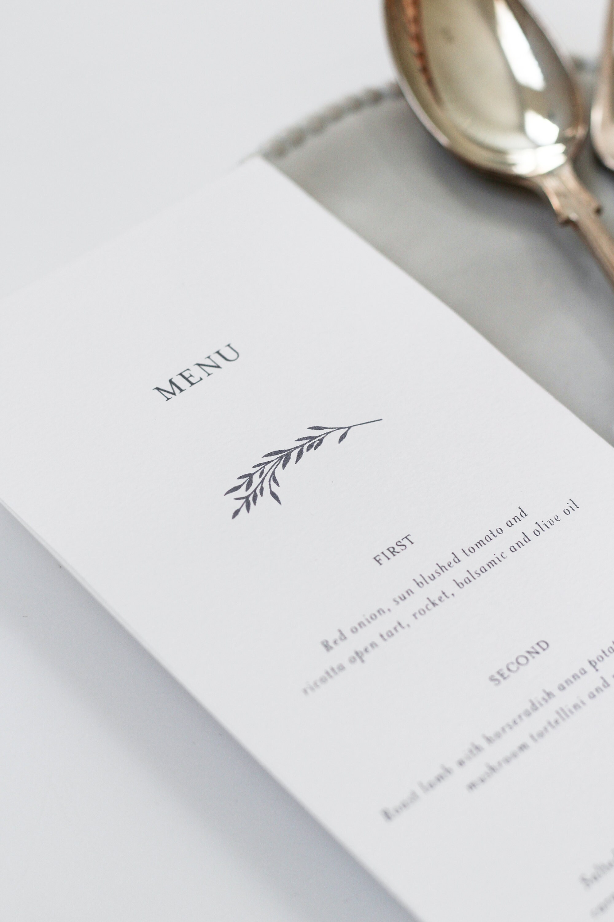Wedding Menu Card With Modern Leaf Motif - Etsy