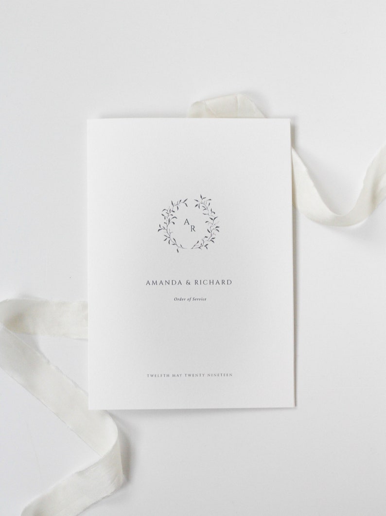 Crest Monogram Wedding Order of Service Ceremony Programme | Order of ...