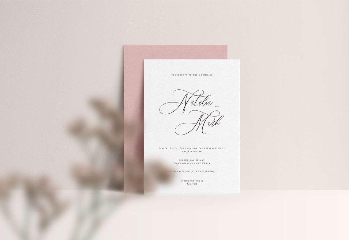 EREDITA Modern Calligraphy Wedding Invitation Suite | Digital Intimate ...