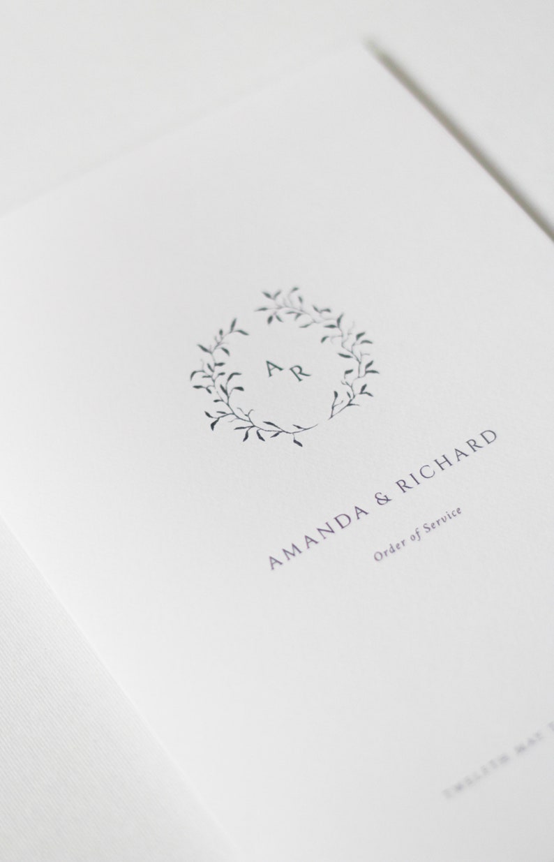 Crest Monogram Wedding Order of Service Ceremony Programme | Order of ...