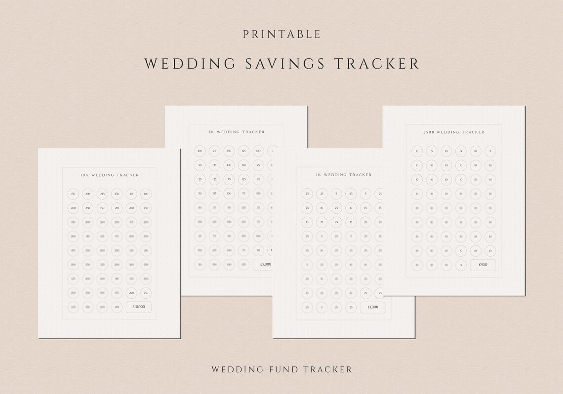Printable Wedding Savings Tracker | Wedding Savings Challenge ...