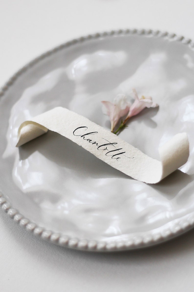 Calligraphy Scroll Name Place Cards on Handmade Paper - Etsy