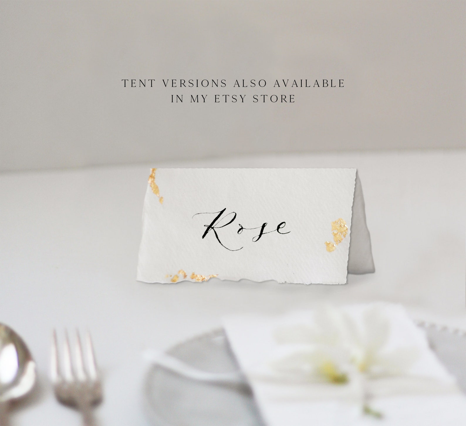 Calligraphy Name Place Cards With Gold Leaf Handwritten Flat Name Card ...