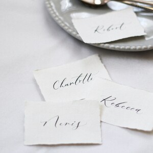 Calligraphy Name Place Cards on Handmade Paper | Handwritten Name Card ...