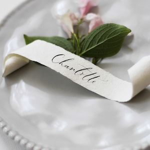 Calligraphy Scroll Name Place Cards on Handmade Paper | Calligraphy ...