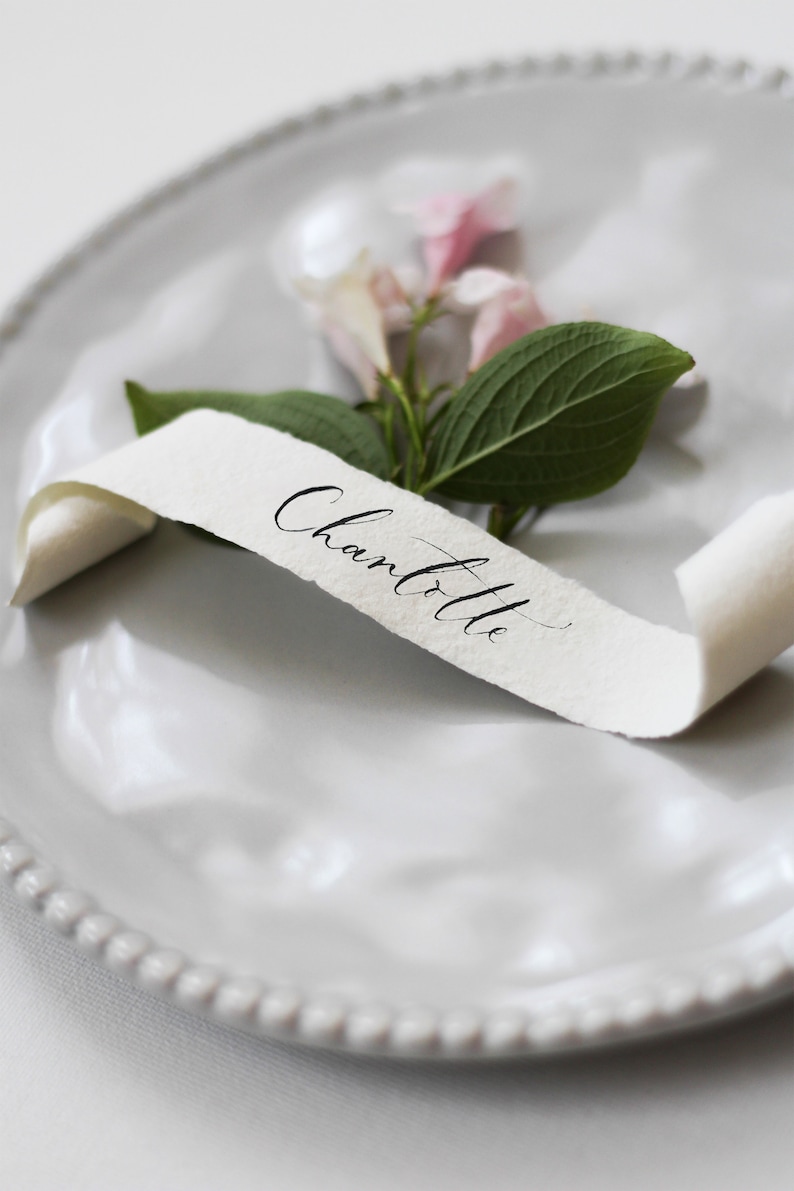 Calligraphy Scroll Name Place Cards on Handmade Paper - Etsy