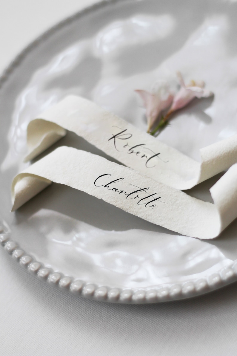 Calligraphy Scroll Name Place Cards on Handmade Paper - Etsy
