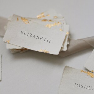 Personalised Name Place Cards With Gold Leaf | Printed Flat Name Card ...