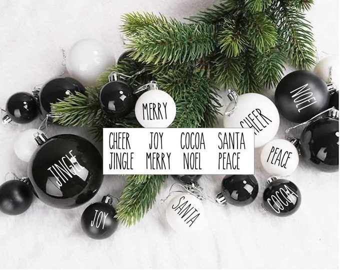 Rae Dunn Inspired / Christmas Ornament / Set of 8 / Decals / Vinyl - Etsy