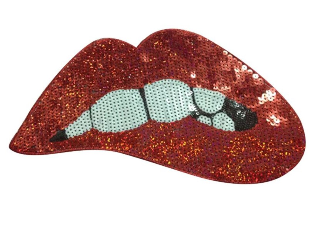 Red Biting Lips, Large Sequin Red Lips, Sequin Sexy Lips, Iron on Patch - Etsy