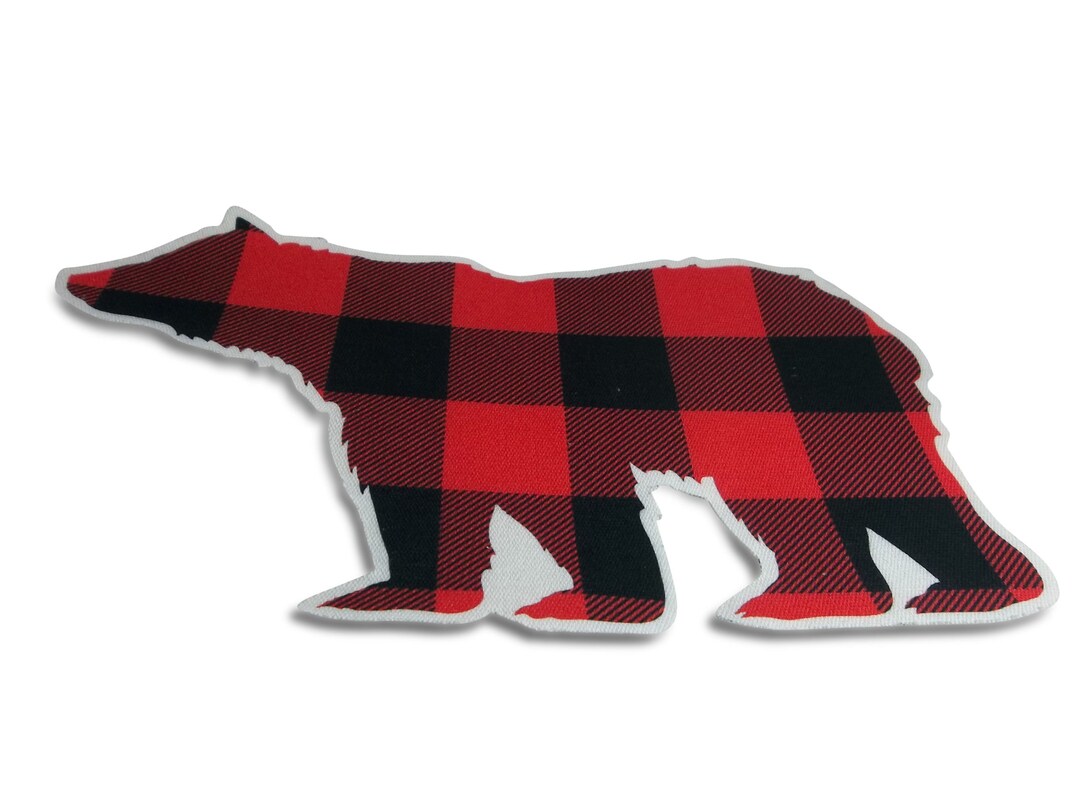 Bear Red Buffalo Plaid Canvas Patch - Etsy