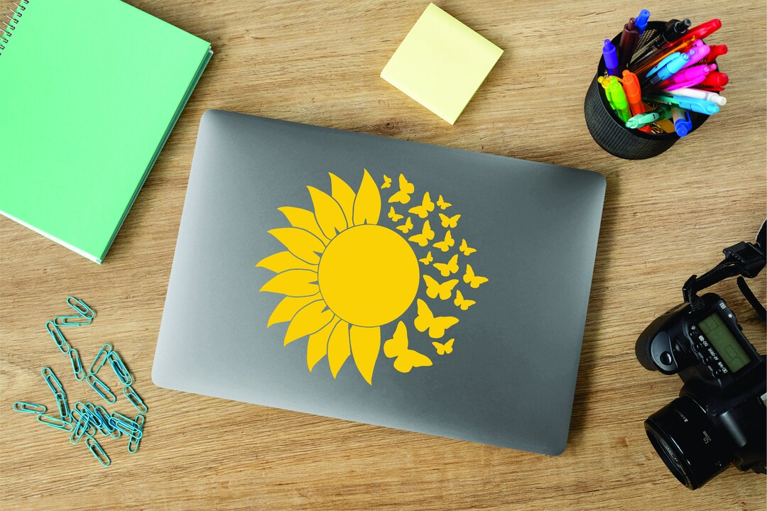 Sunflower Vinyl Decal, Sunflower Butterfly Sticker - Etsy