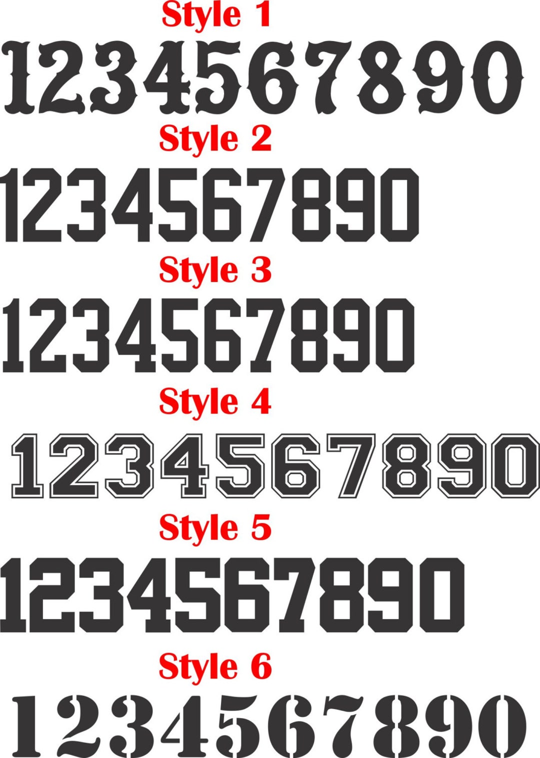 10-pack Vinyl Decal Numbers, Numbers 0-9, Sizes 1"-6" Inches, Adhesive ...