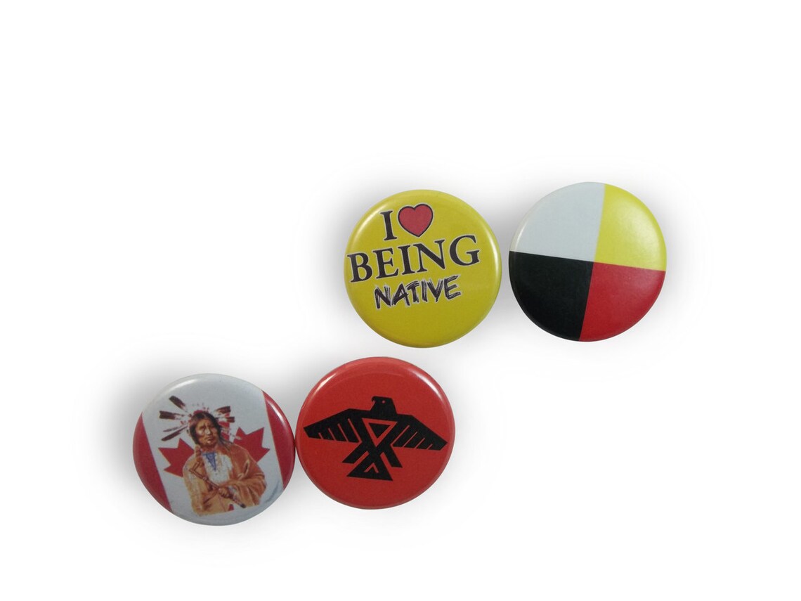 Native Buttons Set of 4native Pinback Buttonsmagnets Pocket - Etsy