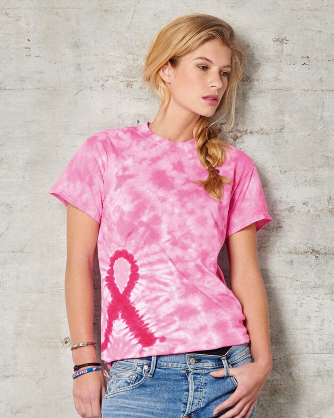 Pink Ribbon Tie-dye T-shirt - Etsy
