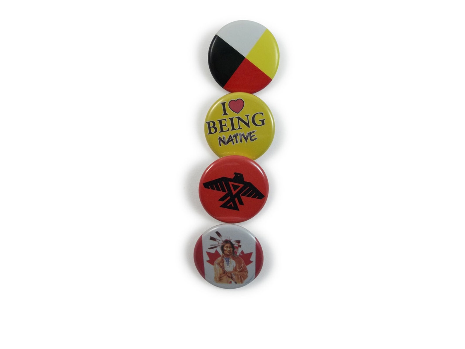 Native Buttons Set of 4native Pinback Buttonsmagnets Pocket - Etsy