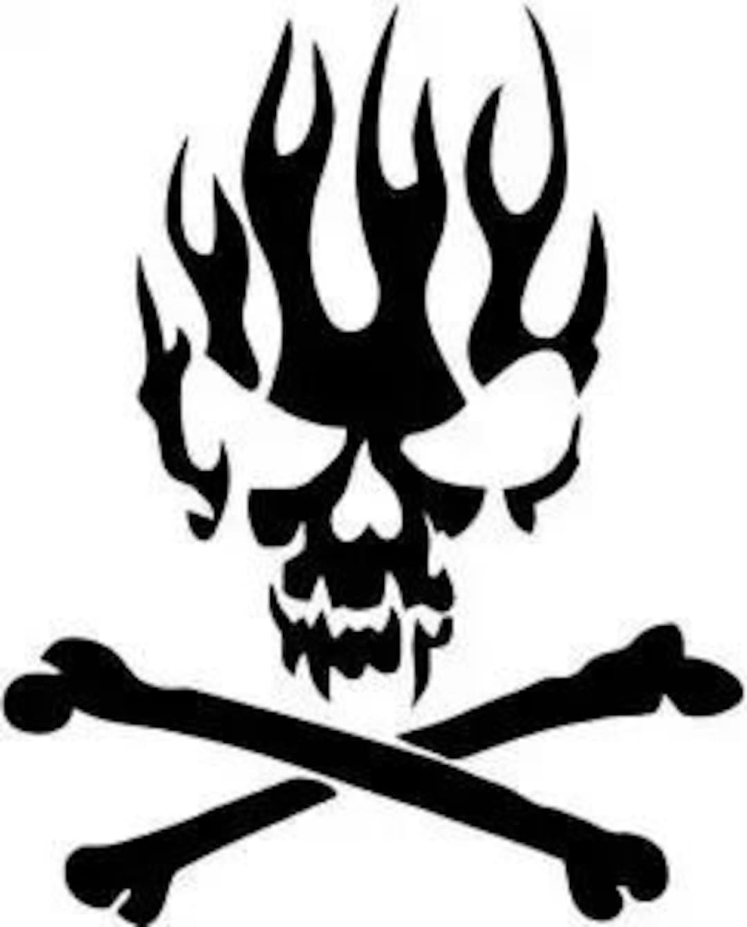 Flaming Skull and Crossbones Vinyl Decal - Etsy