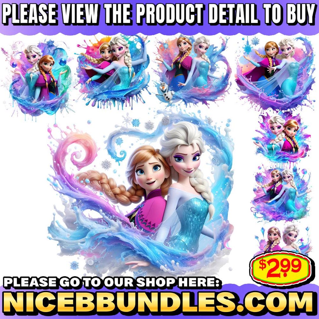 8 PNG Elsa and Anna Frozen Splash and Watercolor Digital Design PNG ...
