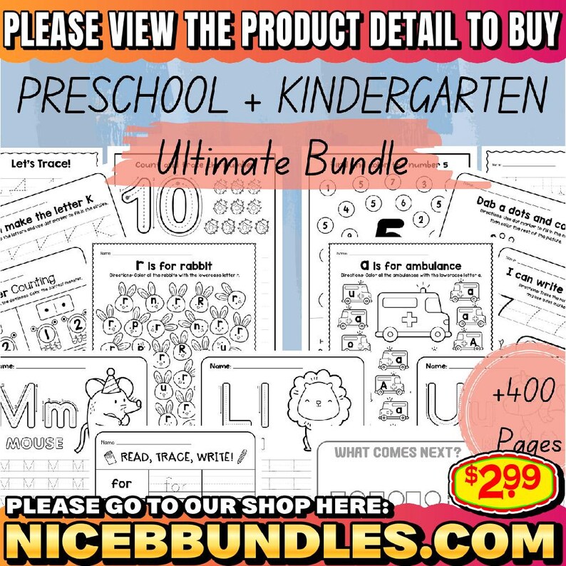 Preschool Pre-k + Kindergarten Learning Bundle | +400 Pages | Printable ...
