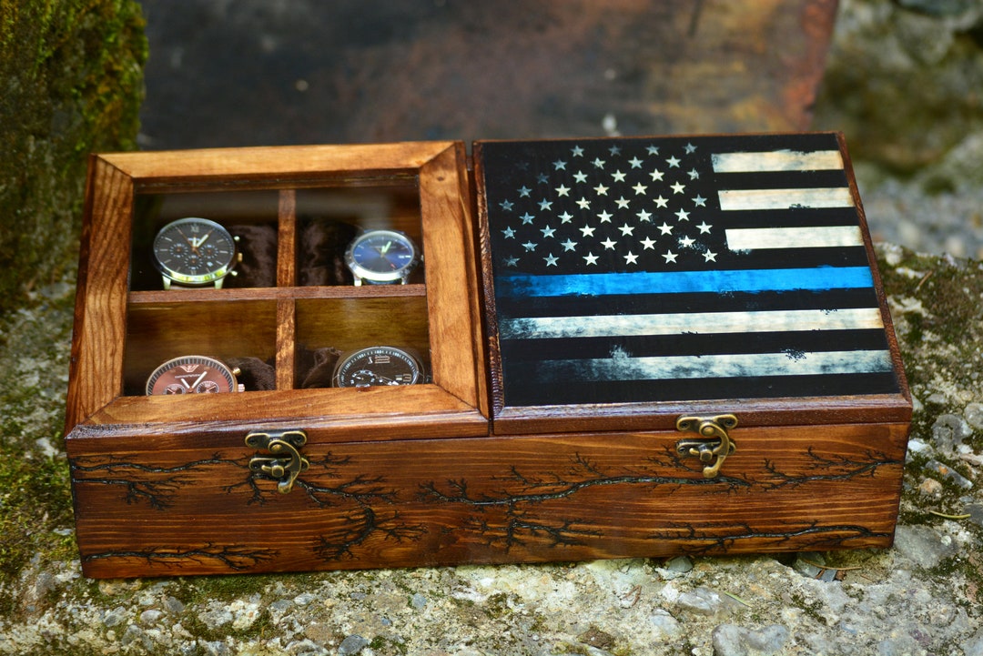 Personalised Police Officer Wooden Watch Box | Handcrafted Gift for Law ...