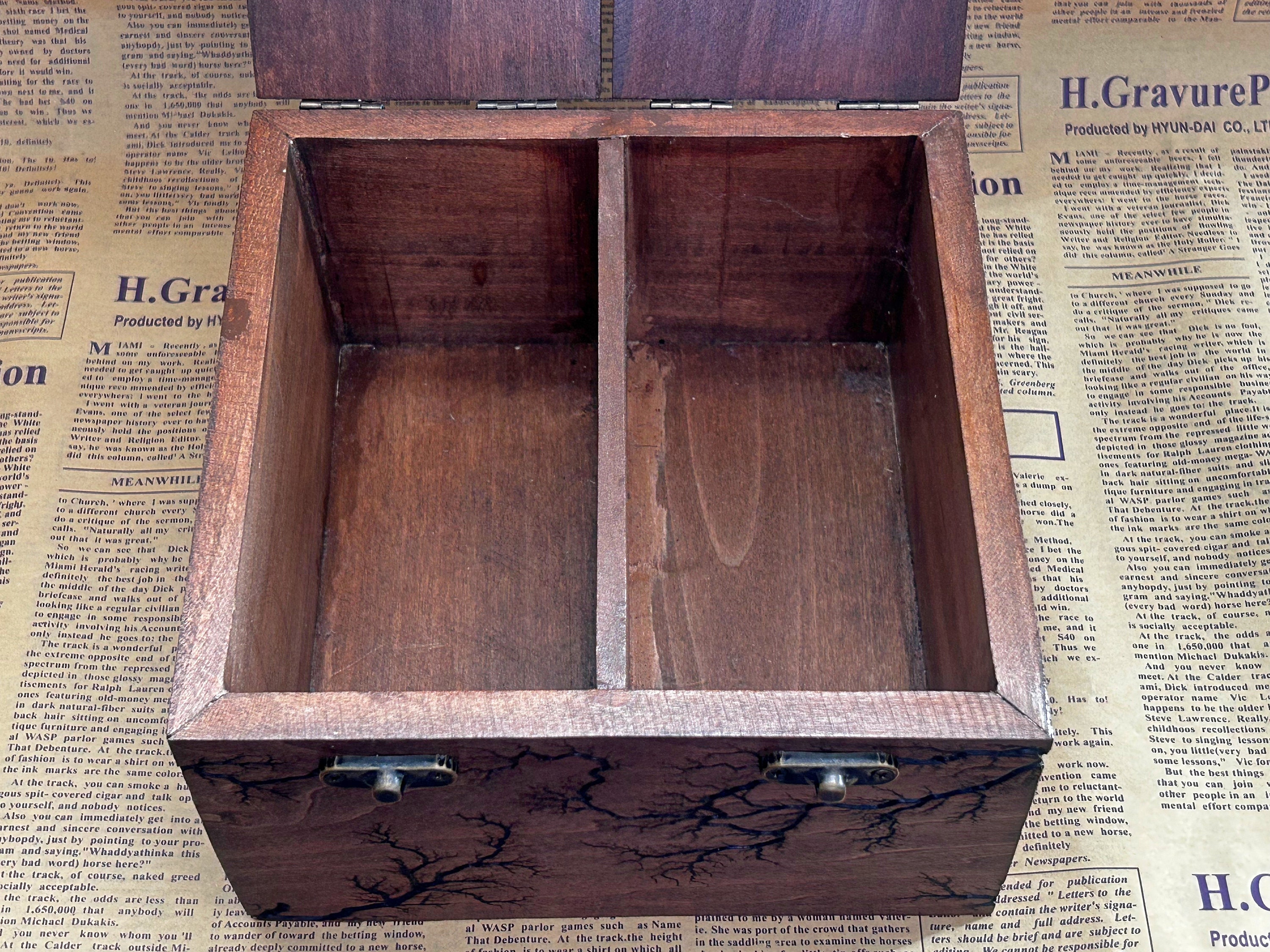 Rustic Handmade Wooden Tea Box Holder Peacock Design, Two Compartments ...