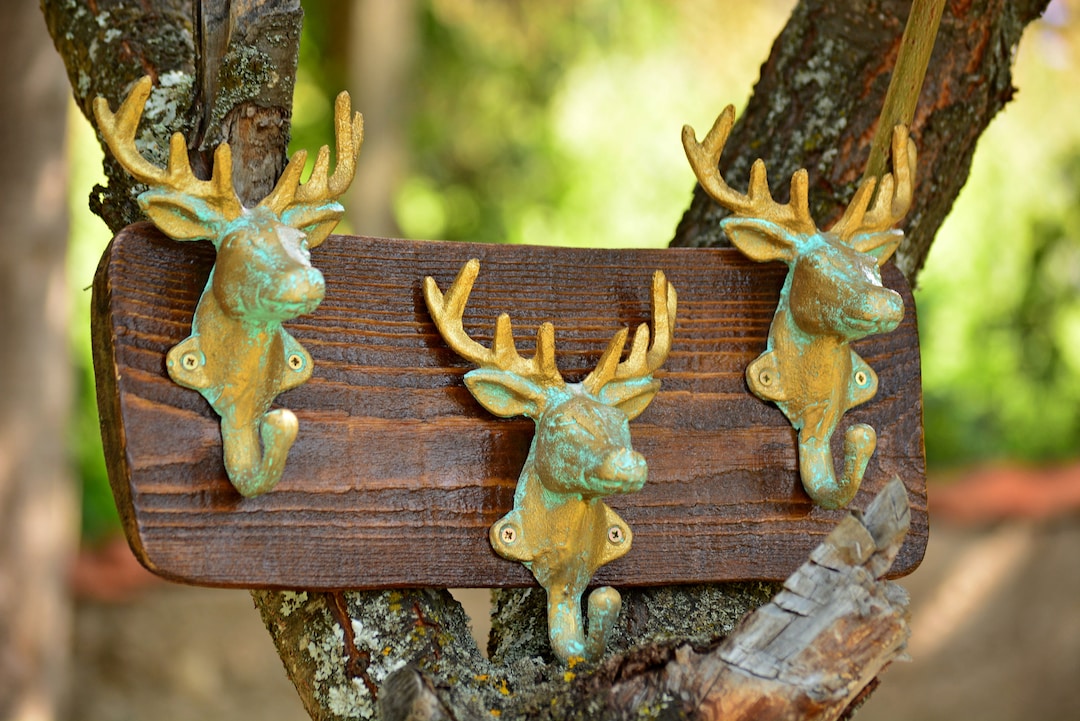 Deer Wall Hook,cast Iron Hook,cast Iron Deer,wood Wall Hanger,deer ...