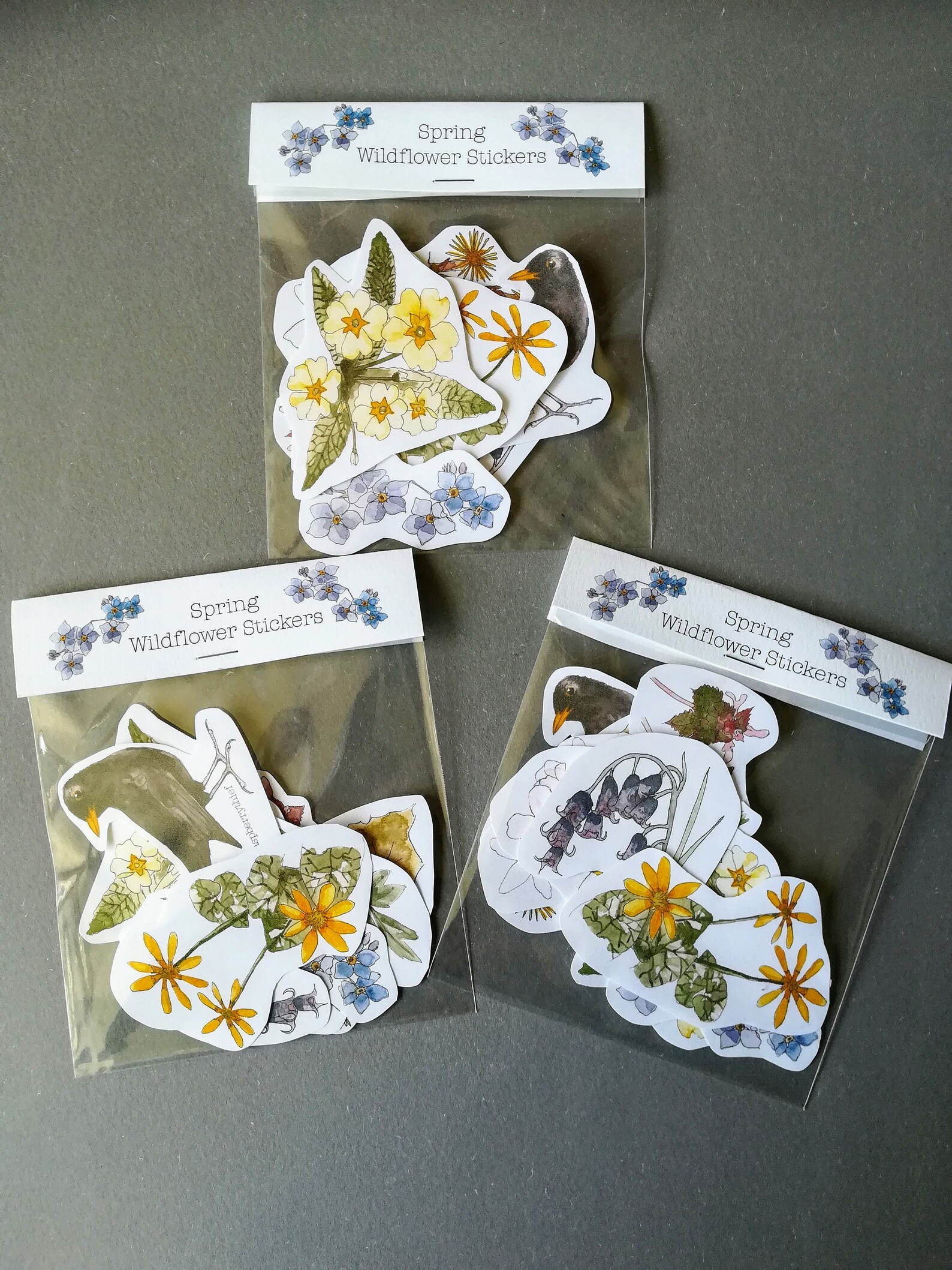 Spring Wildflower Stickers Pack of 9 Nature Stickers - Etsy
