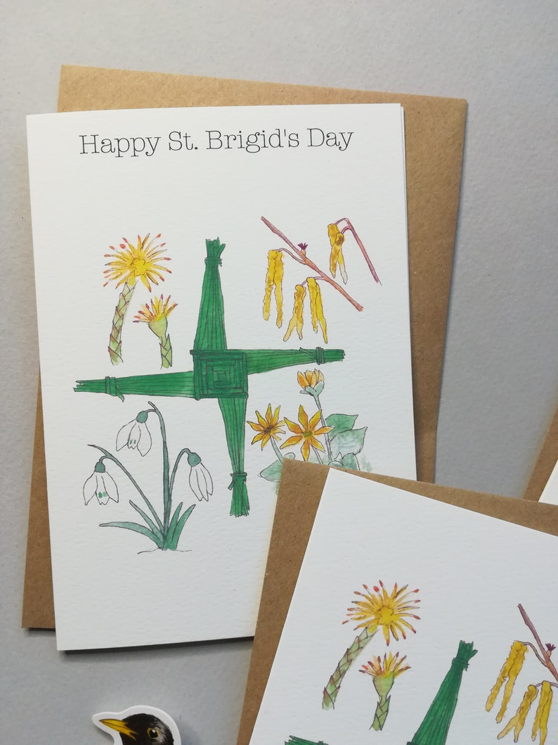 Imbolc Card: St Brigid's Day, Spring Flowers, Brigid's Cross - Etsy